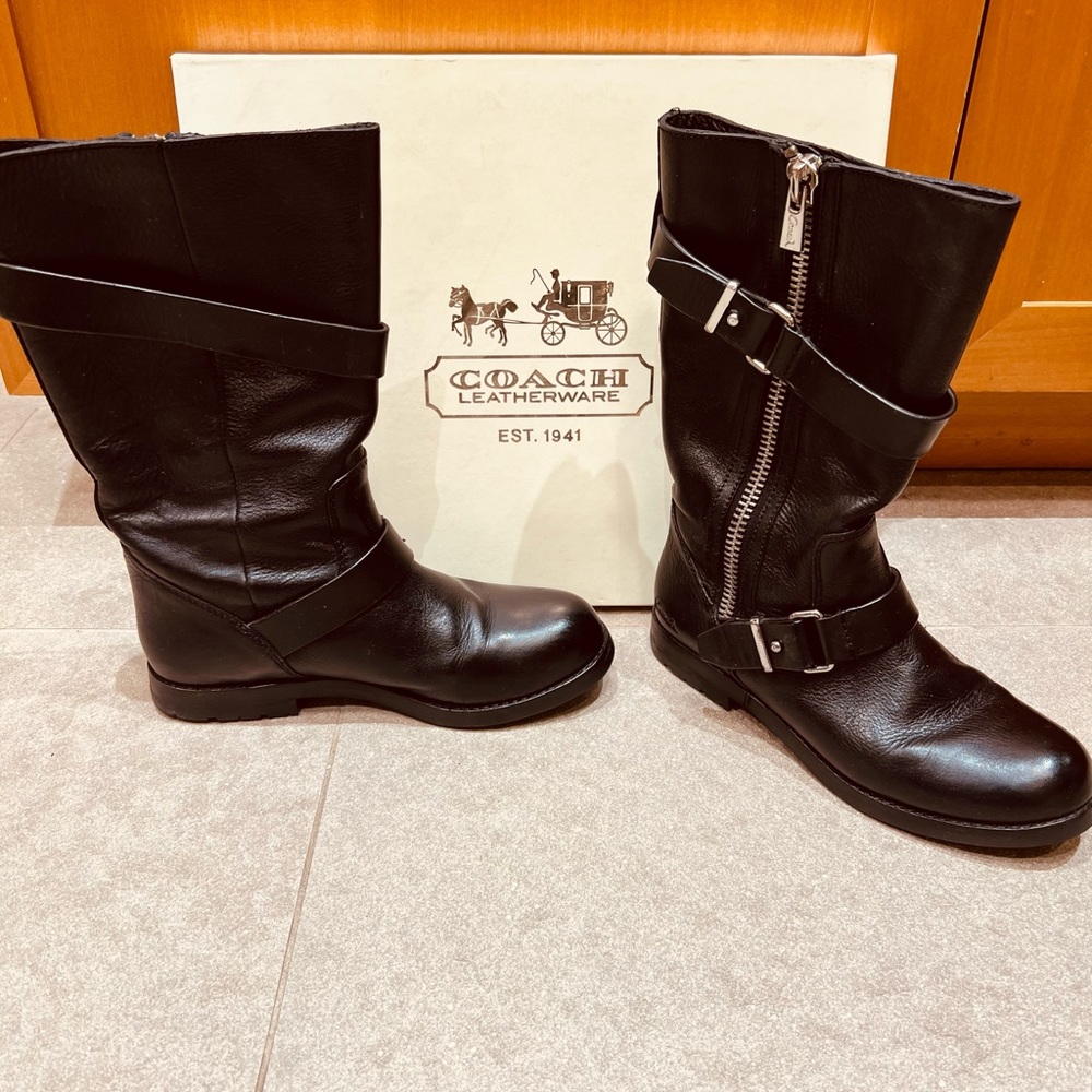 Euc Vintage Coach Black Vanessa Moto Boots - Size 6.5m - Gem